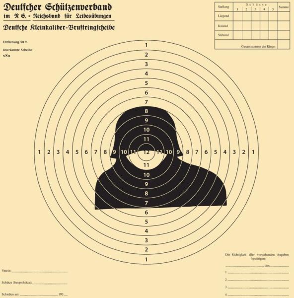 Old School Target - 200 g/m² chamois mit Trefferzonen in Papierfarbe